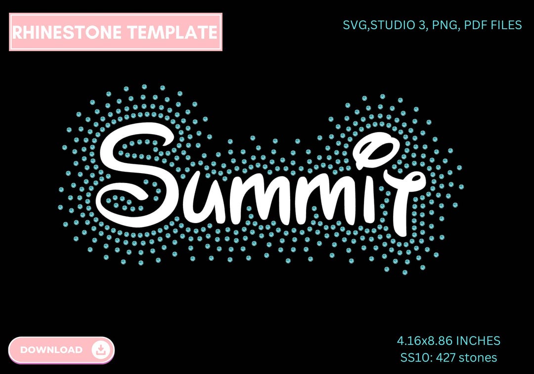 SUMMIT Cheer Rhinestone Template, Cut File, SS10 Stones, Silhouette ...