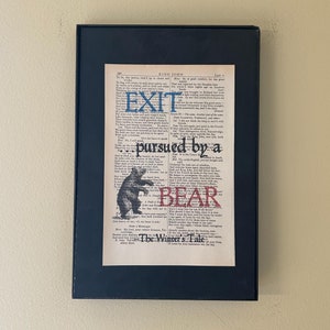 Exit Pursued by a Bear - Shakespeare Page Art; Graduation Gift; Opening ...