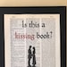 Is This a Kissing Book?; Princess Bride; Dictionary Print; Page Art ...