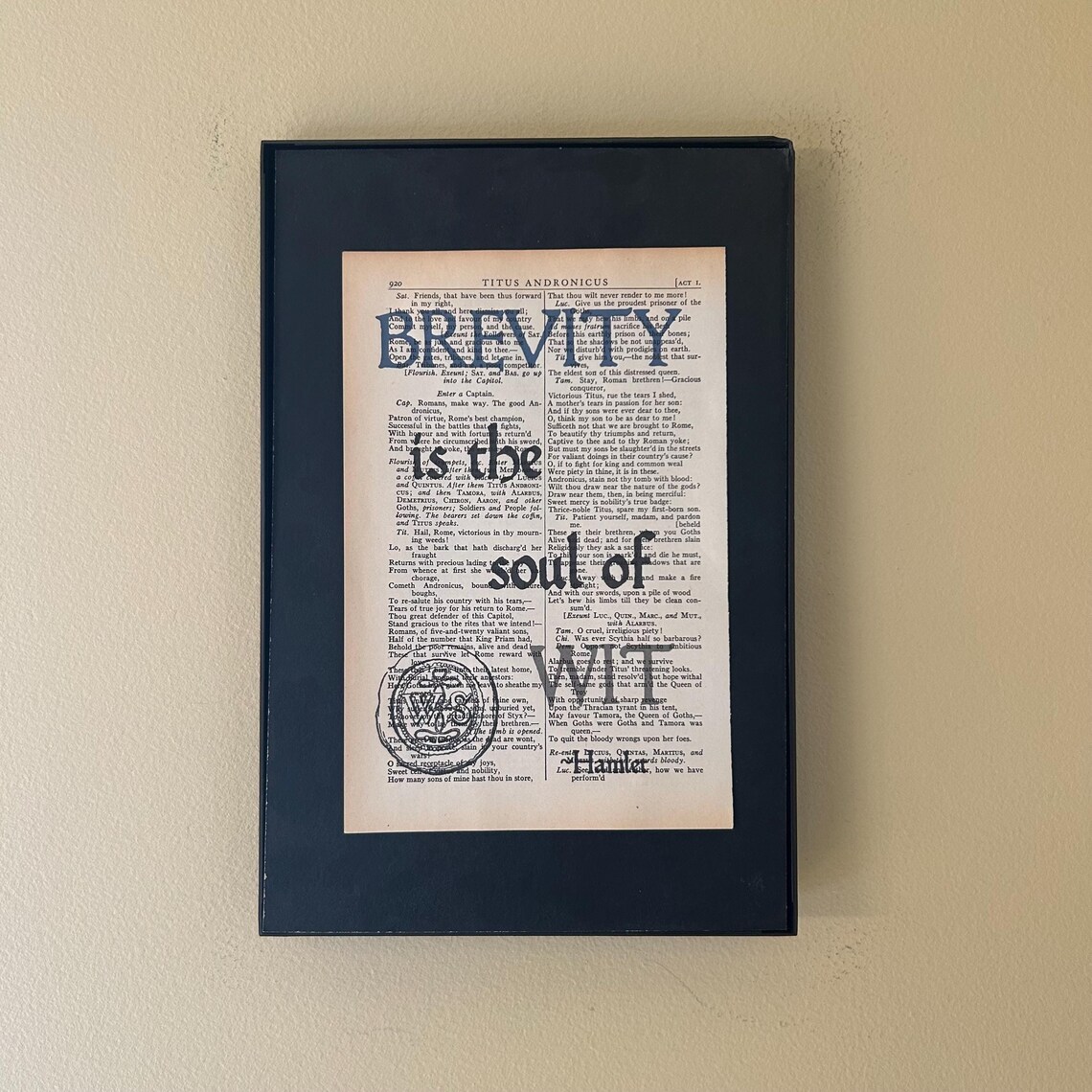 Brevity is the Soul of Wit; Shakespeare; Page Art; Gifts for Writers ...