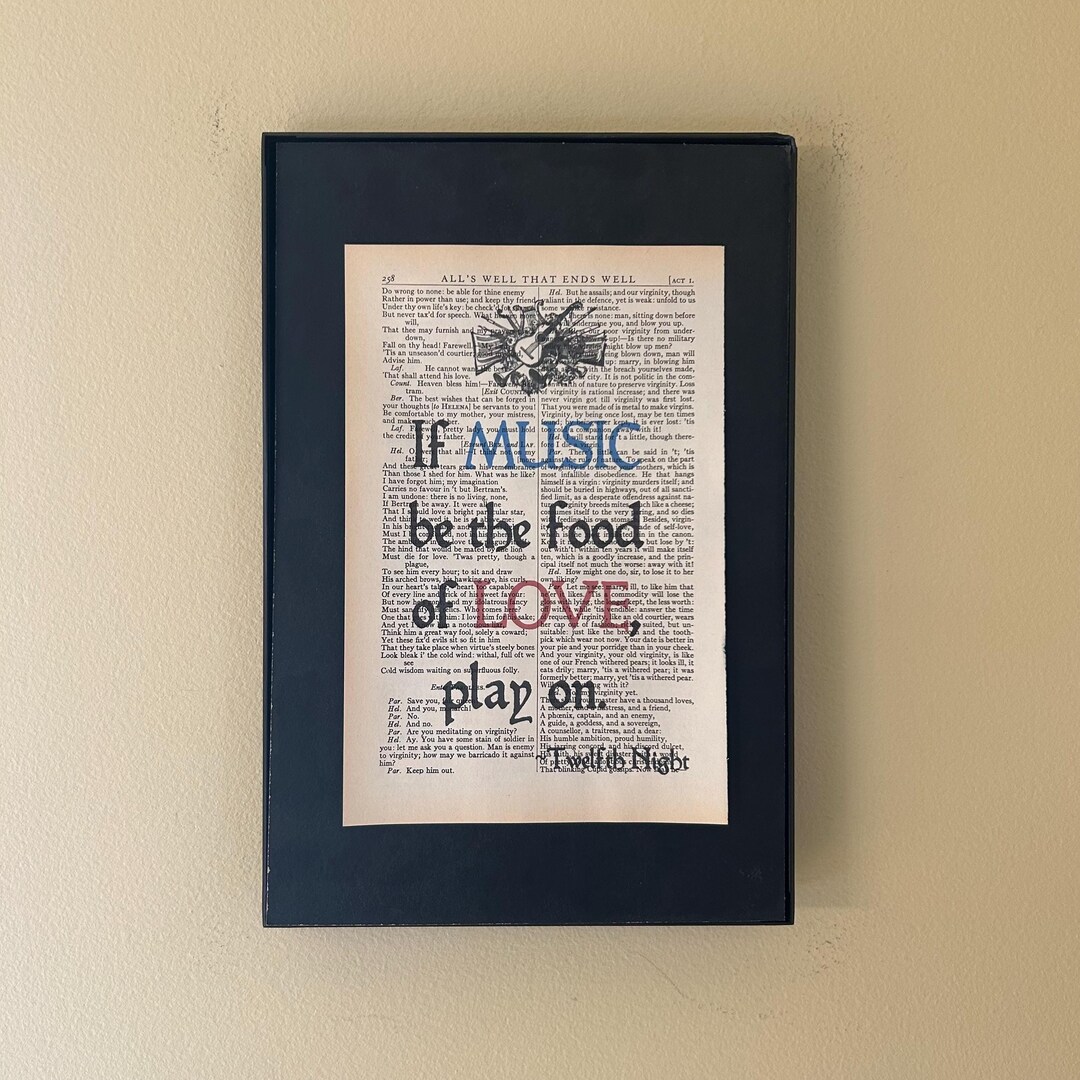 If Music Be the Food of Love, Play on - Shakespeare Page Art; Twelfth ...