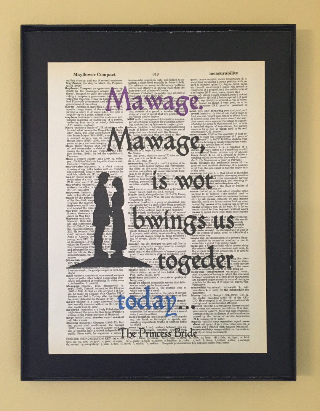 Mawage is What Bwings Us Togeder Today Princess Bride Dictionary Print ...