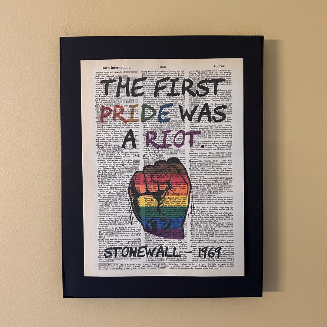 The First Pride Was a Riot; LGBTQ Rights; Pride Gift; Page Art; Library ...