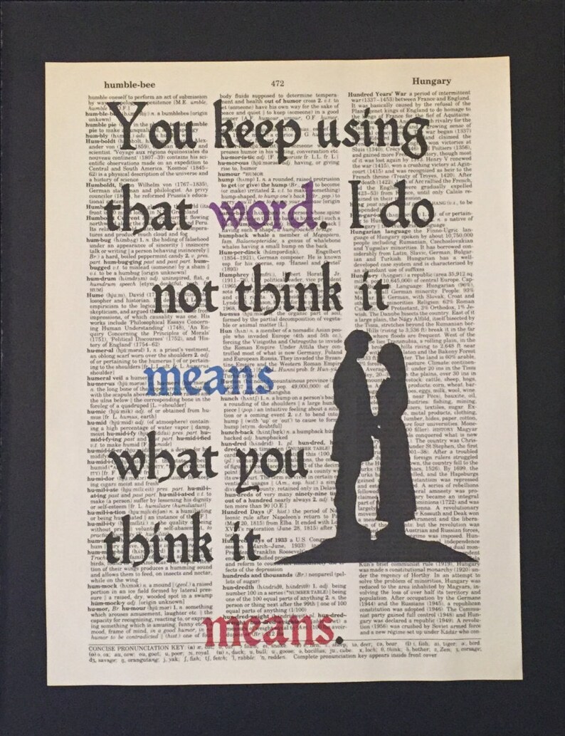 You Keep Using That Word... Princess Bride Dictionary Print - Etsy
