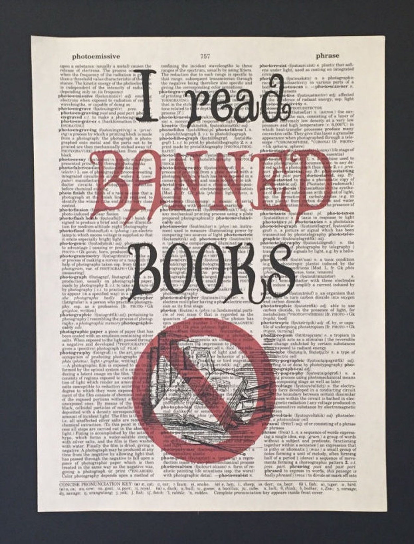 I Read Banned Books Gifts for Readers Dictionary Print Page - Etsy
