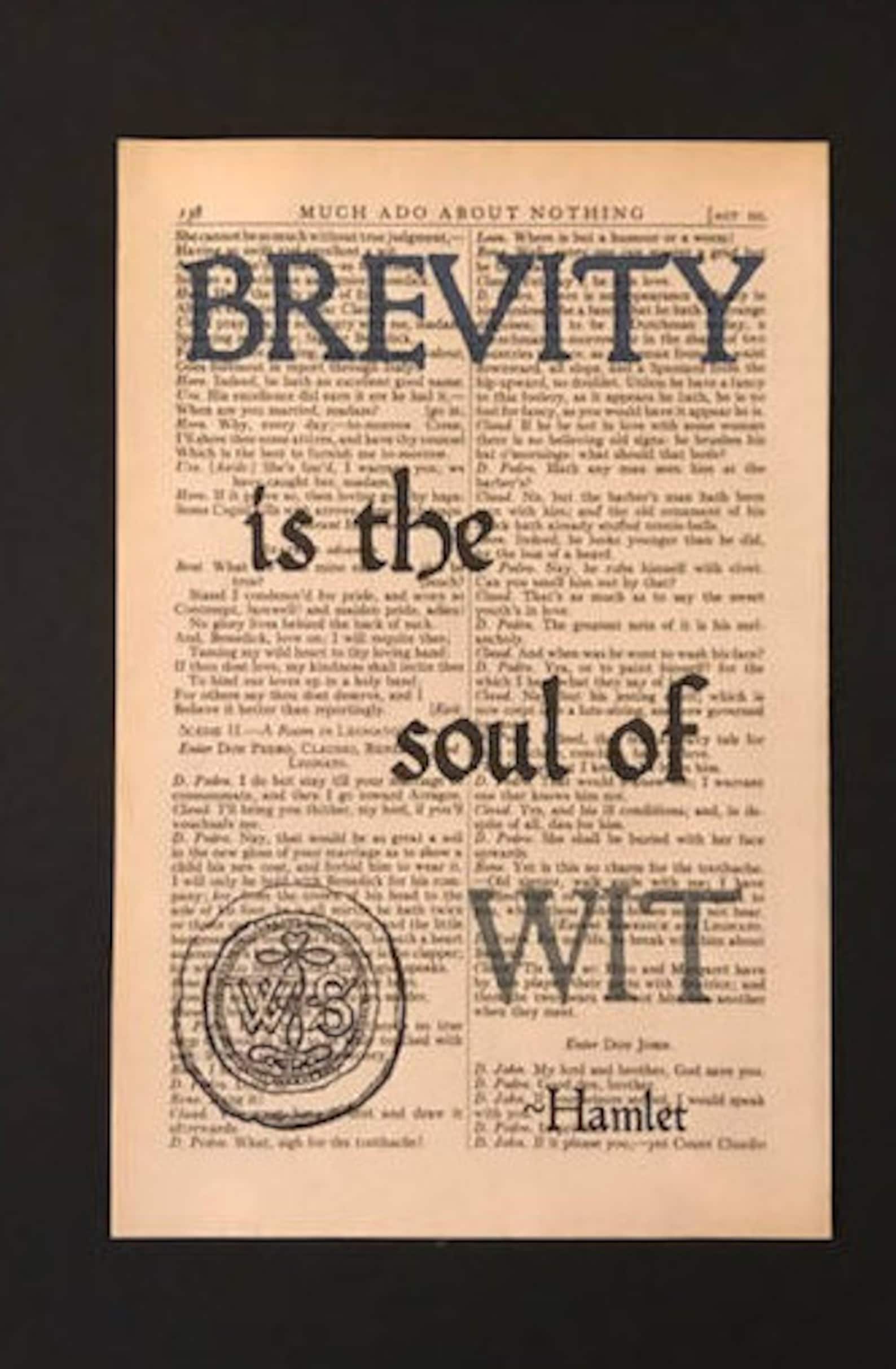 Brevity is the Soul of Wit Shakespeare Page Art Gifts for - Etsy