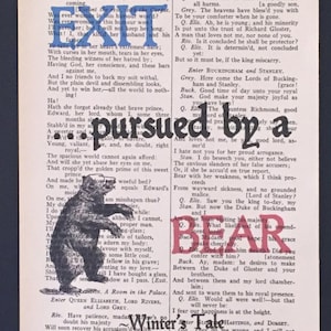 Exit Pursued by a Bear Shakespeare Page Art Graduation - Etsy