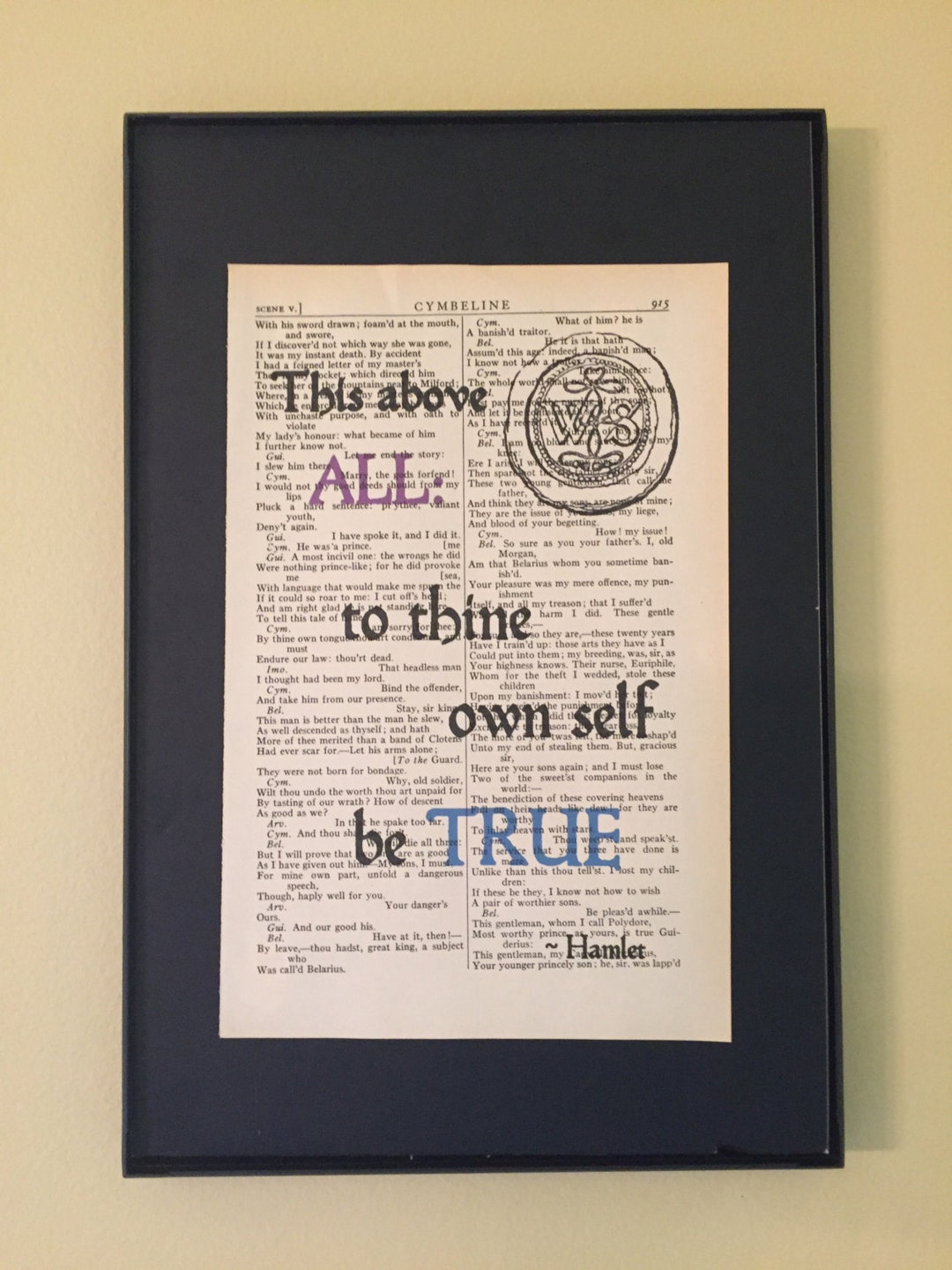To Thine Own Self Be True Shakespeare Page Art Graduation Gift Opening ...