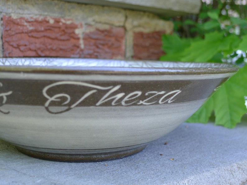 Personalized Ceramic Serving Bowl, Botanical Leaf Design, Engraved ...