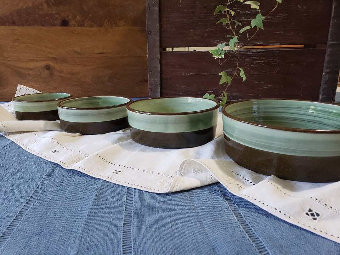 Ceramic Handmade Pet Bowls, Green Dog Bowls, Cat Bowls, Food and Water ...