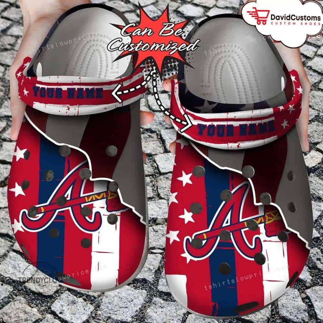 Personalized Atlanta Braves Baseball Team American Flag Clog Shoes ...
