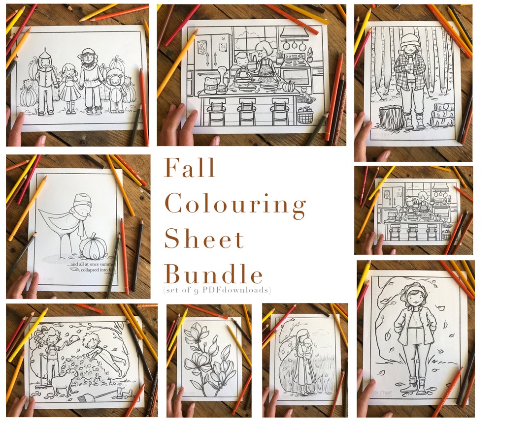 FALL Colouring Sheet Bundle - Etsy