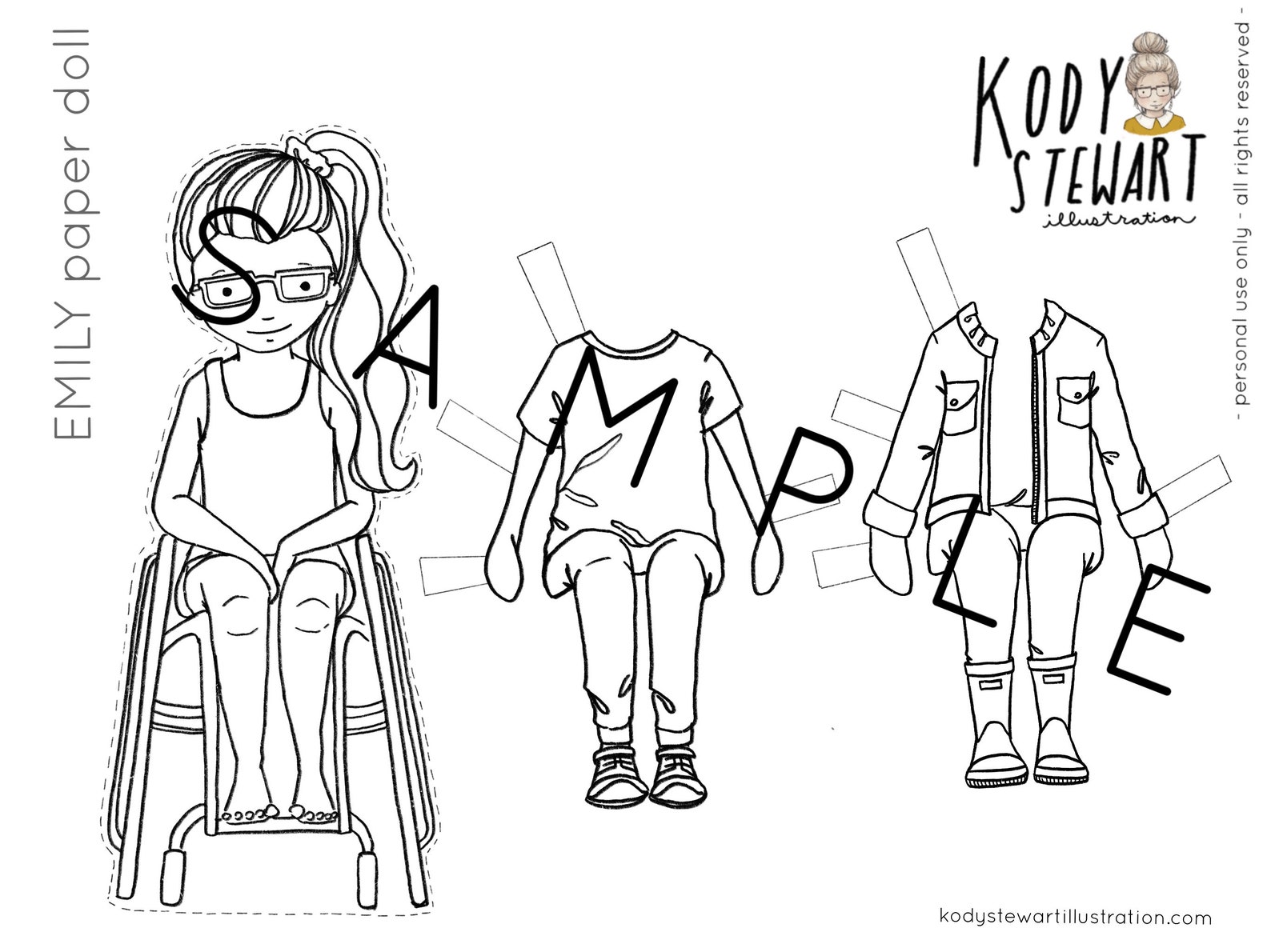 Paper Doll Printable EMILY GIRL Wheelchair Craft Kit - Etsy