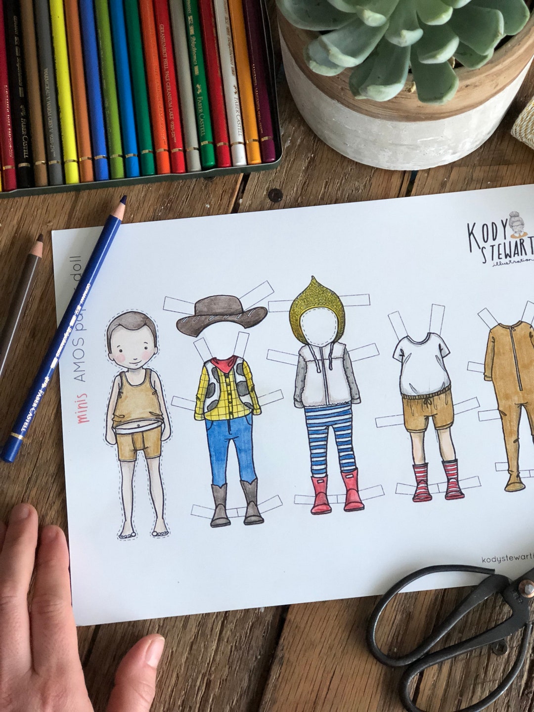 Paper Doll Printable | AMOS Mini Boy | Craft Kit | Birthday Party ...