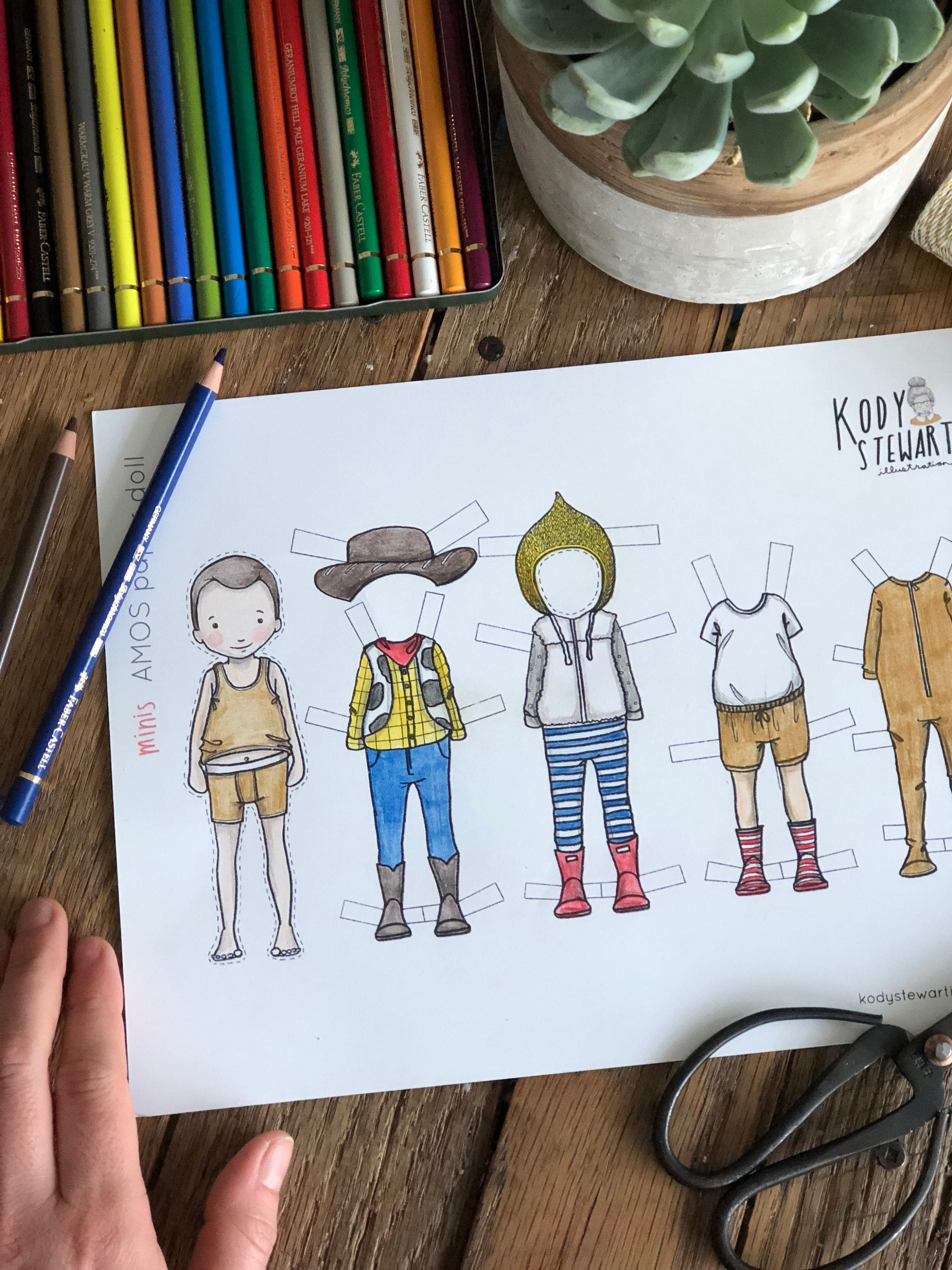 Paper Doll Printable | AMOS Mini Boy | Craft Kit | Birthday Party ...