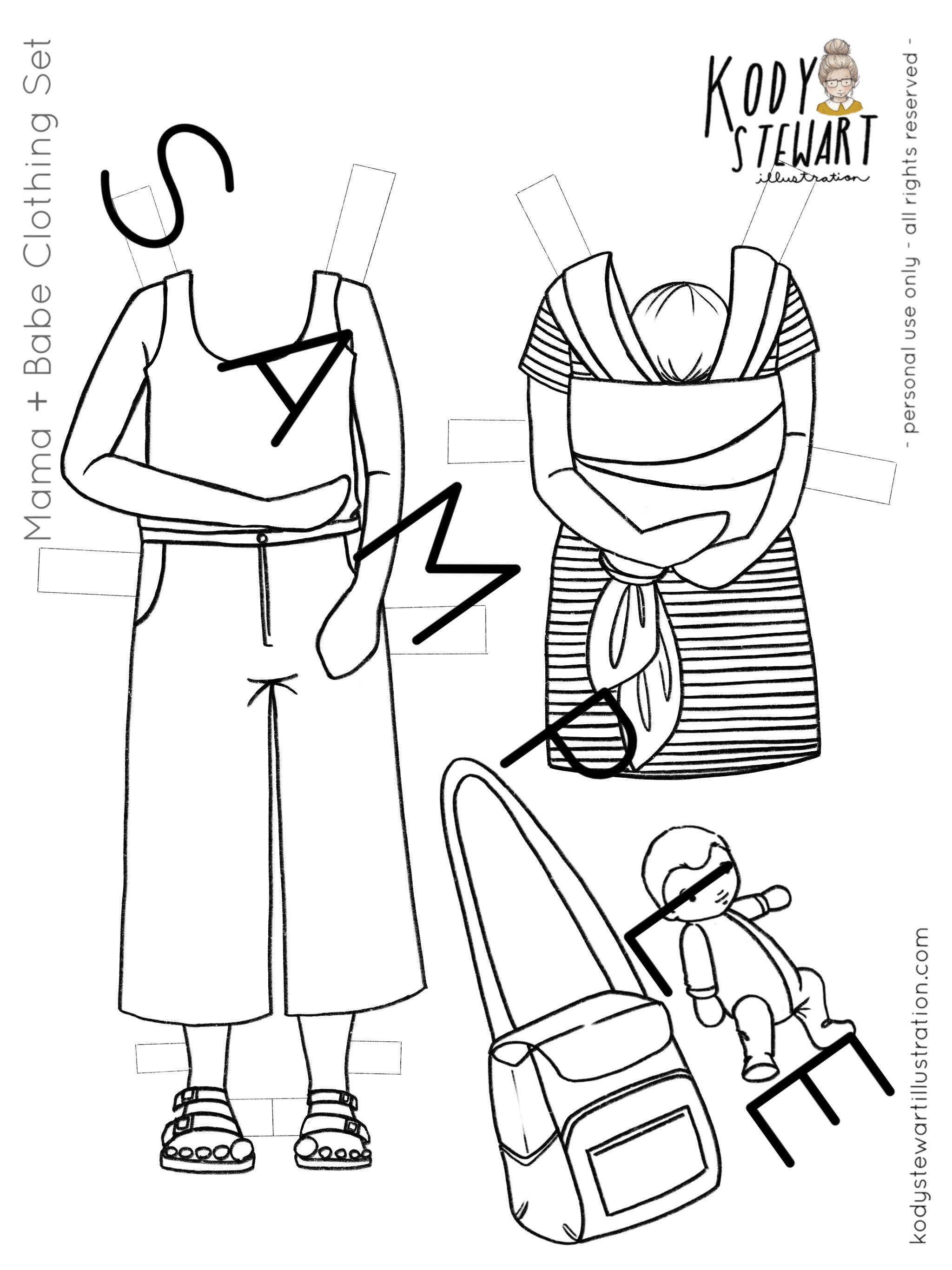 Paper Doll Printable MOM and BABY Clothes Craft Kit - Etsy