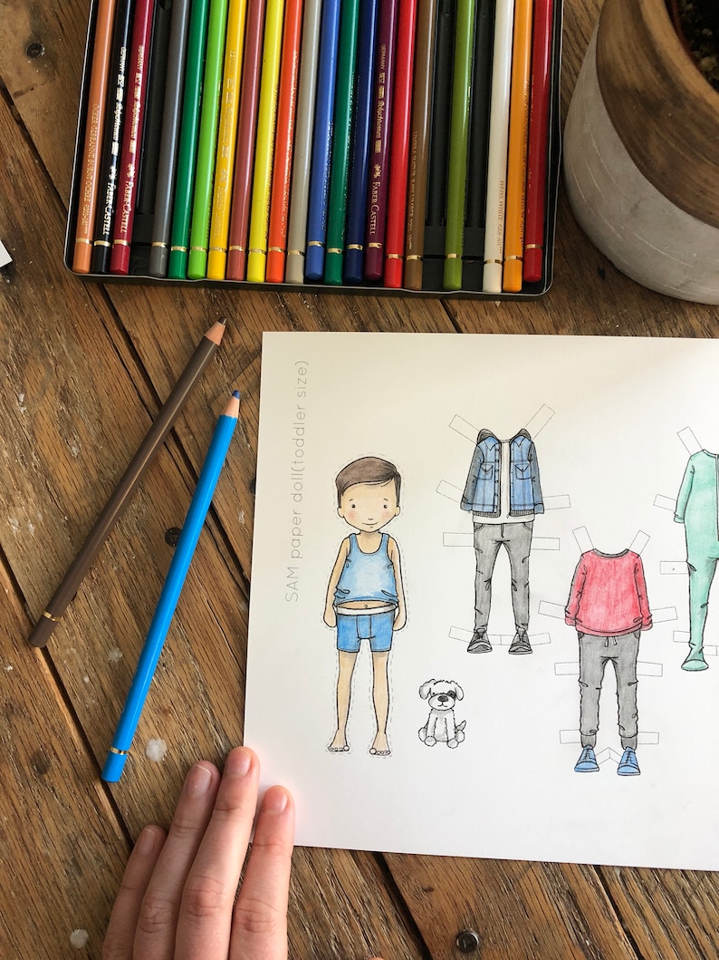 Paper Doll Printable SAM MINI BOY Craft Kit Birthday - Etsy Hong Kong