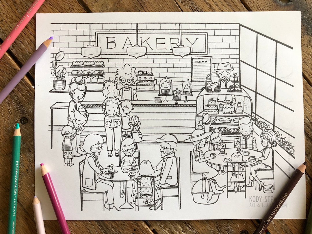 Digital Download | BAKERY | Kids Coloring | Adult Coloring | Coloring ...