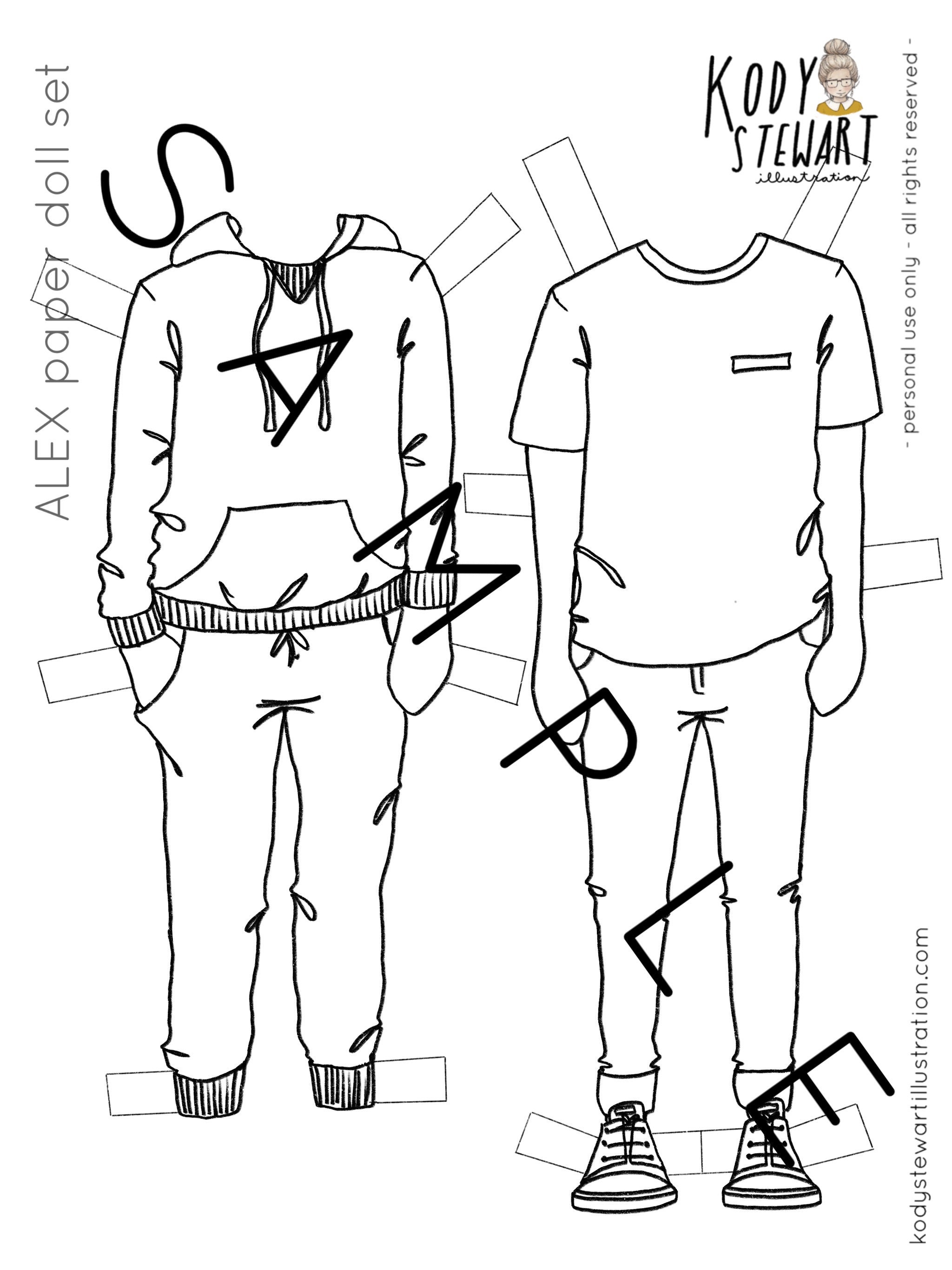 Paper Doll Printable ALEX ADULT Craft Kit Birthday Party - Etsy Canada