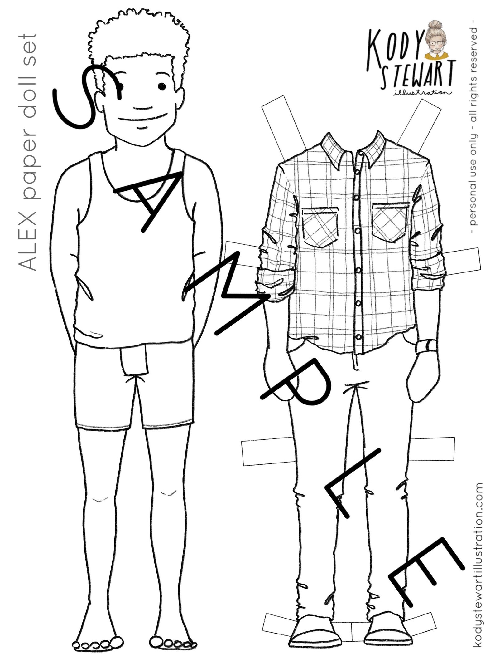 Paper Doll Printable ALEX ADULT Craft Kit Birthday Party - Etsy Canada