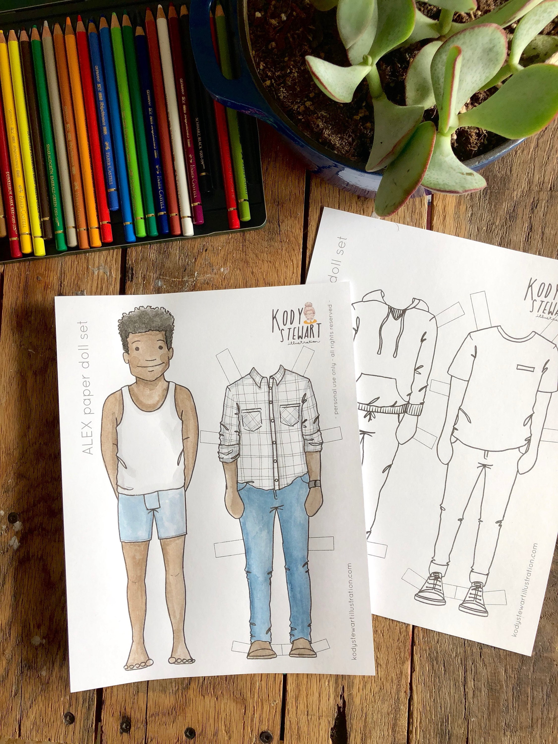 Paper Doll Printable ALEX ADULT Craft Kit Birthday Party - Etsy Canada