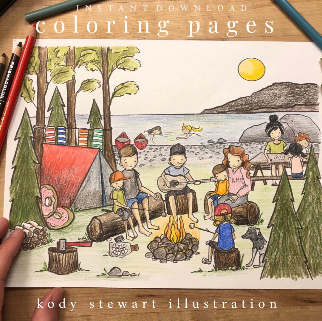 Digital Download | CAMPING | Coloring Book | Colouring Book | Adult ...