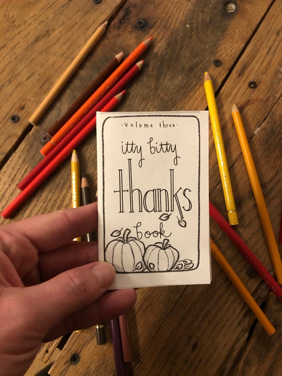 Mini Colouring Book Itty Bitty THANKS Book Adult Colouring | Etsy