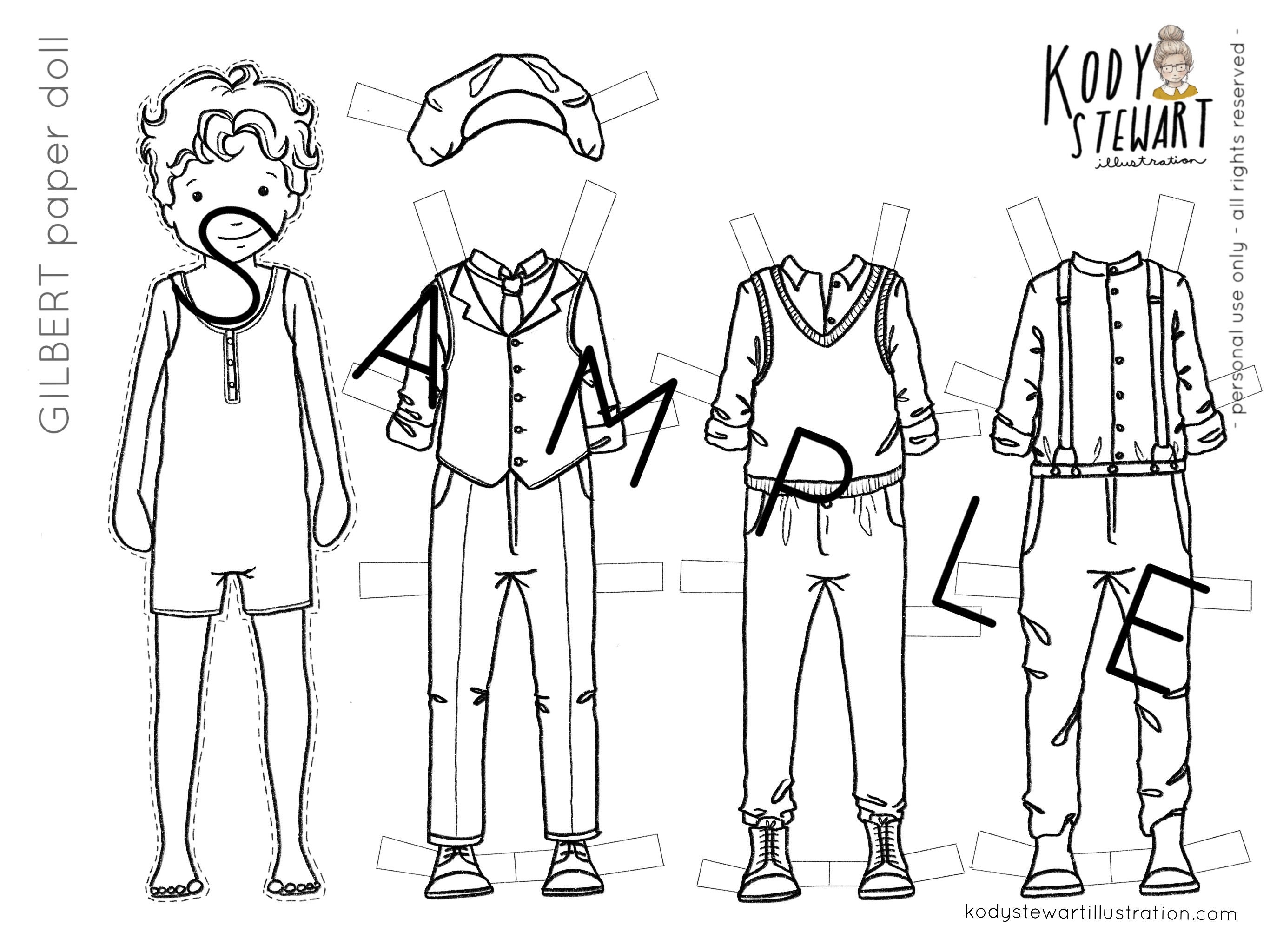 Paper Doll Printable GILBERT BOY Craft Kit Birthday - Etsy