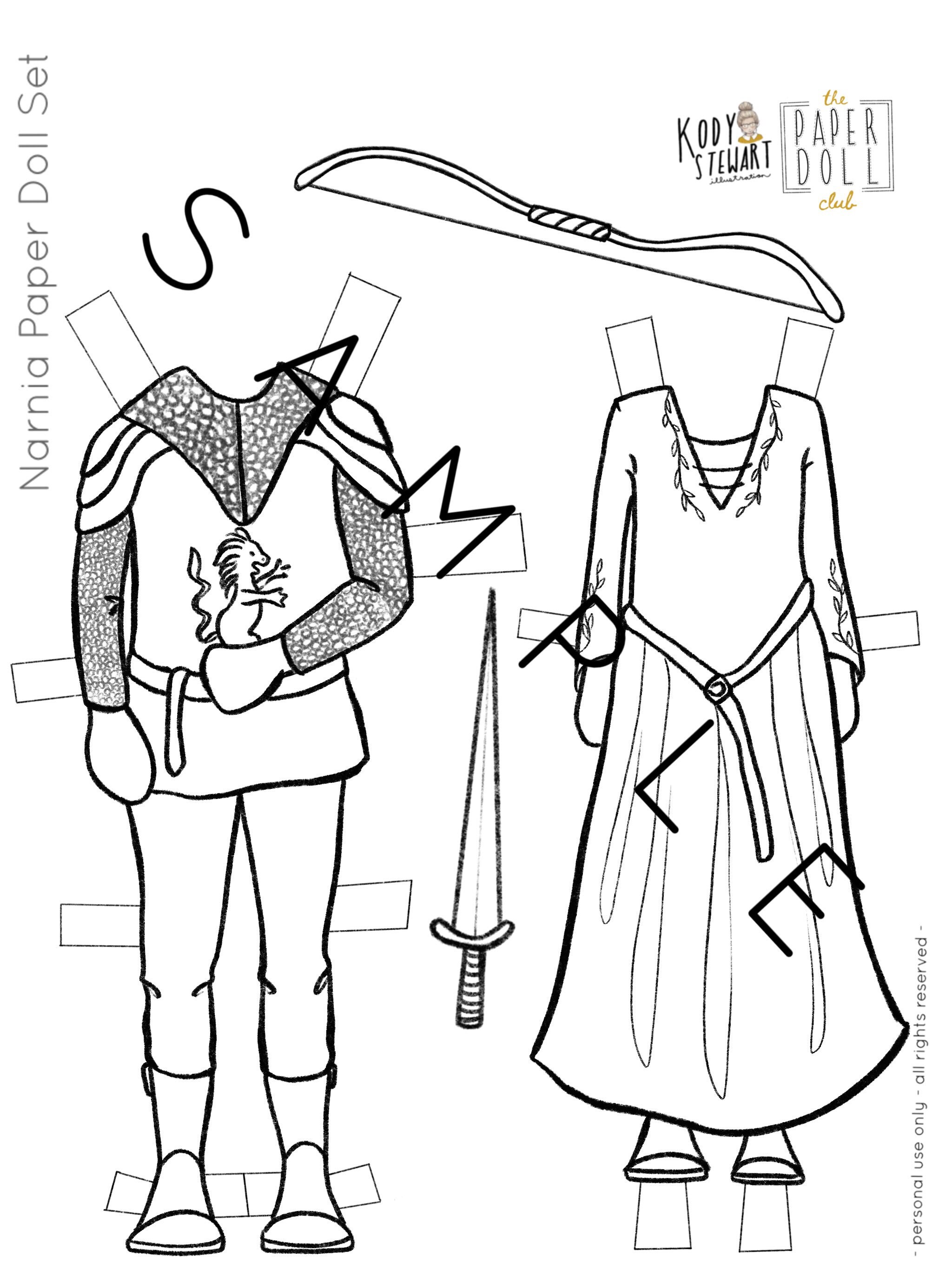 Paper Doll Printable Narnia Craft Kit Birthday Party - Etsy