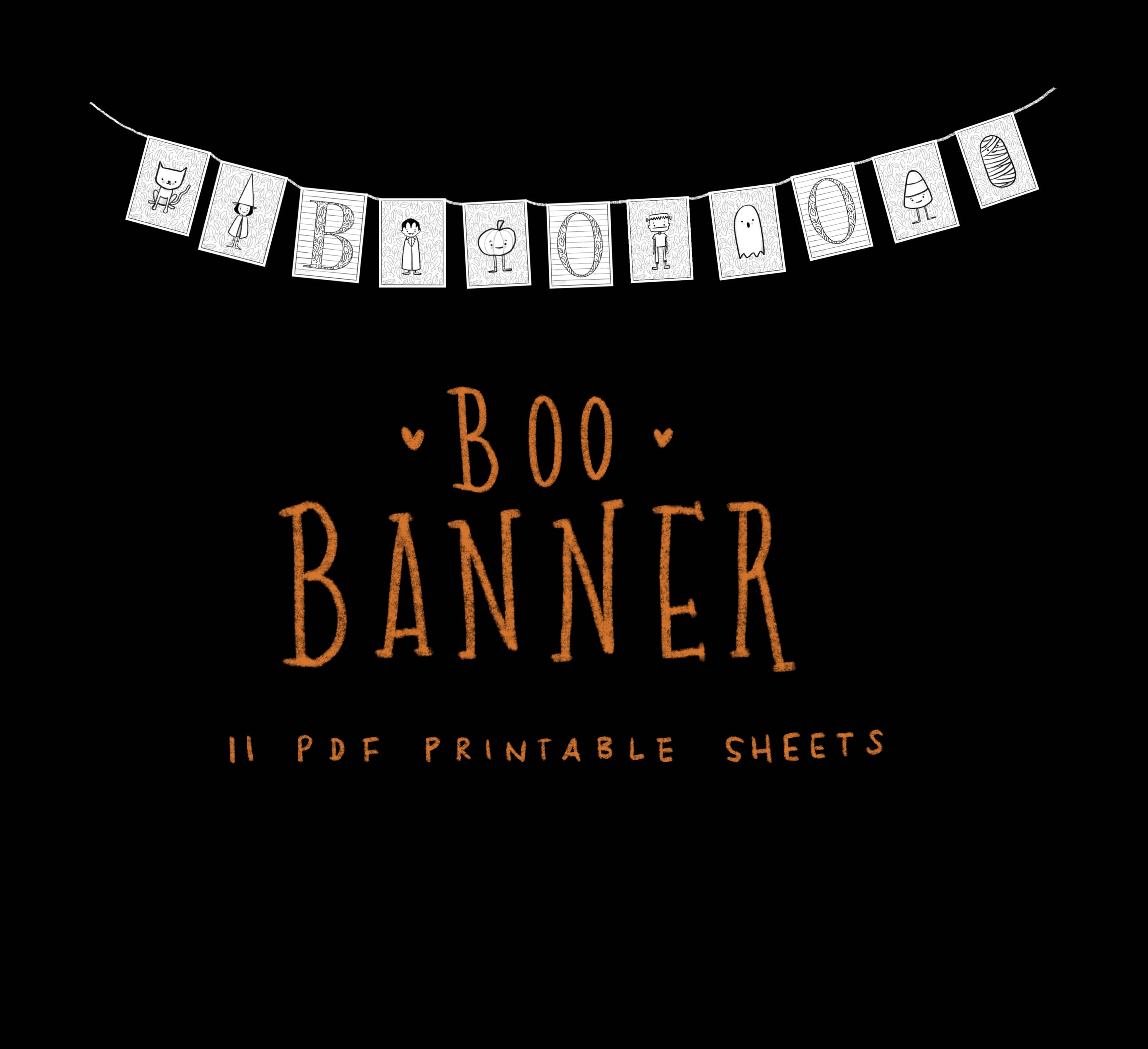 BOO Banner Plus BONUS Colouring Sheet | Etsy