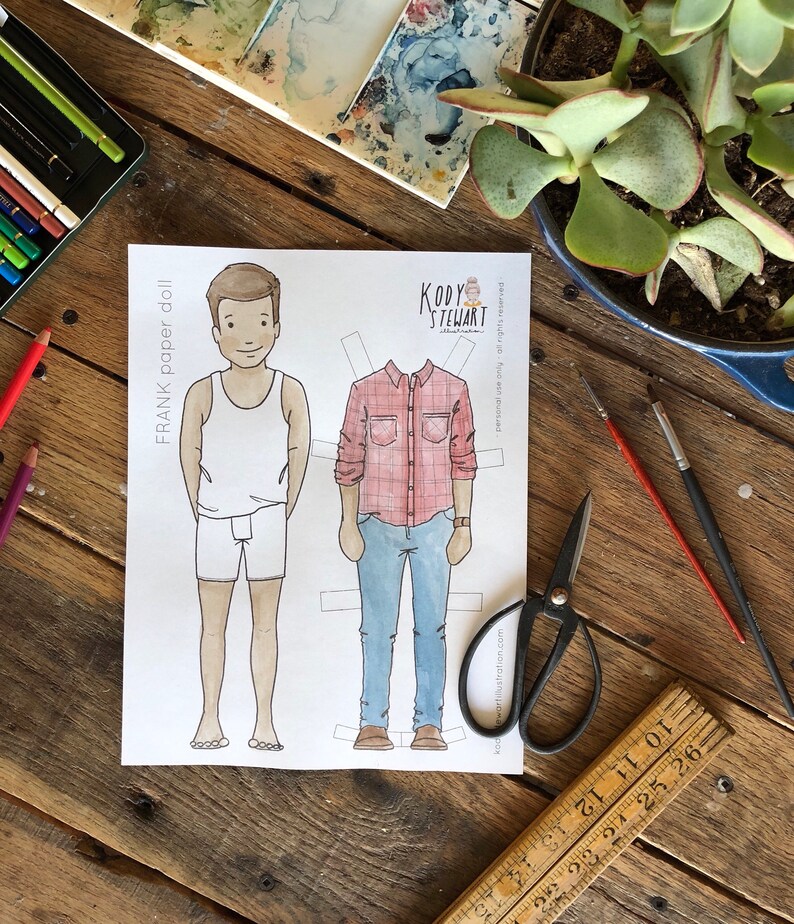 Paper Doll Printable FRANK DAD ADULT Craft Kit Birthday | Etsy