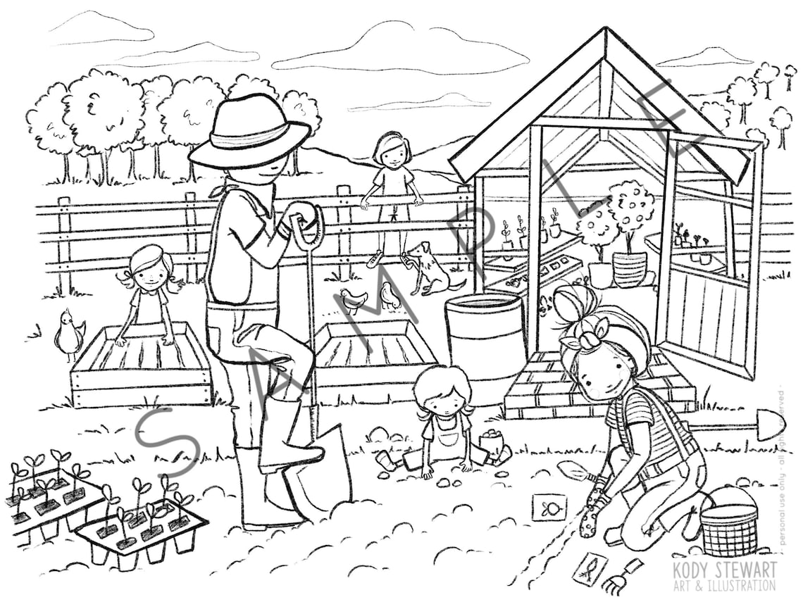 Digital Download | GARDENING (4 Options) Colouring Sheet | Kids ...