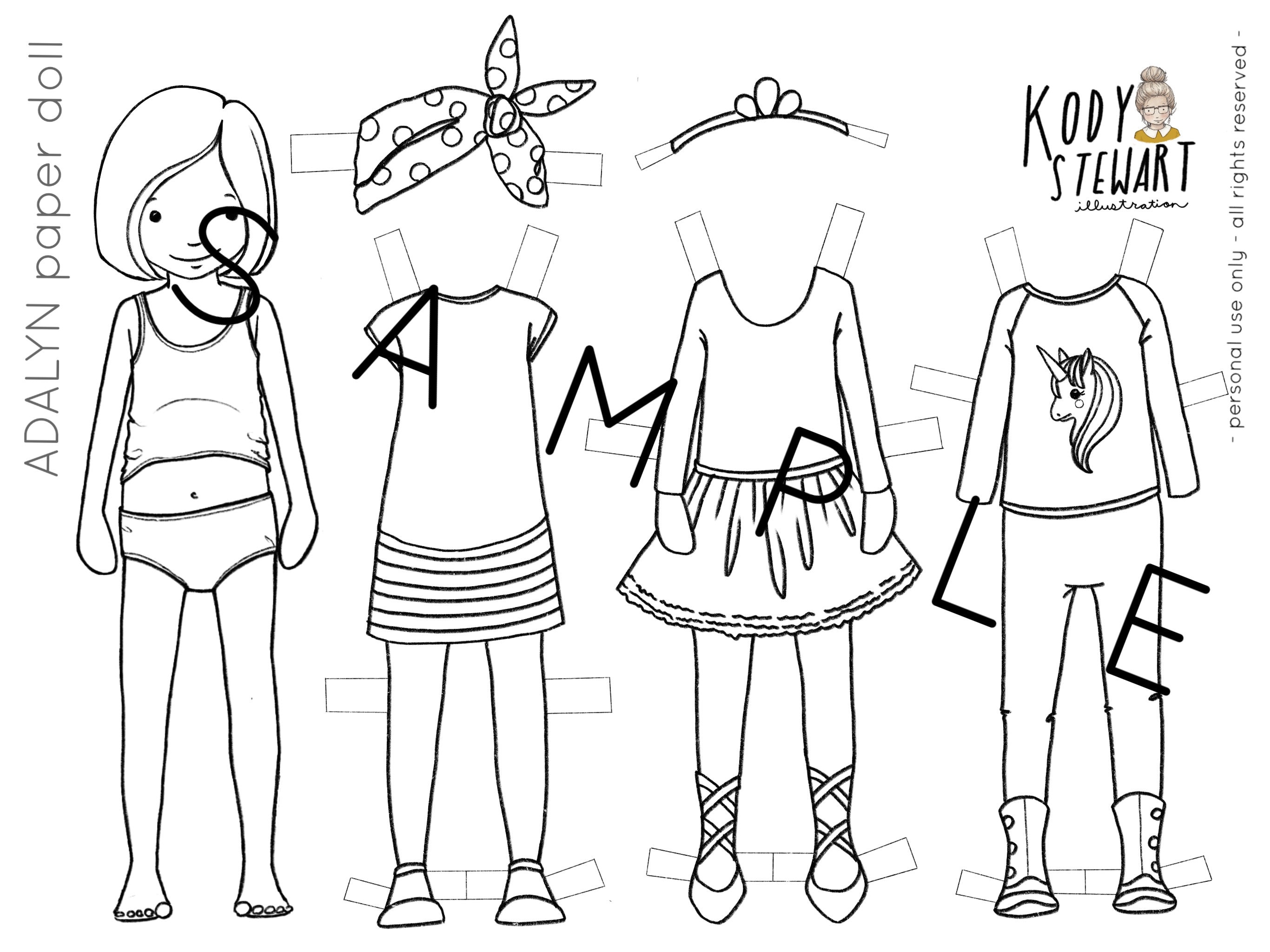 Paper Doll Printable ADALYN GIRL Craft Kit Birthday | Etsy