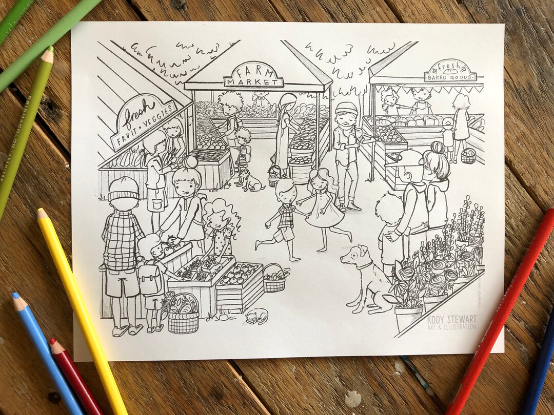 Digital Download | MARKET DAY | Coloring Book | Colouring Book | Adult ...
