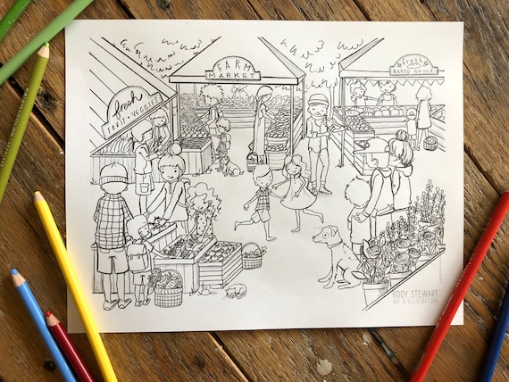 Digital Download MARKET DAY Coloring Book Colouring Book | Etsy