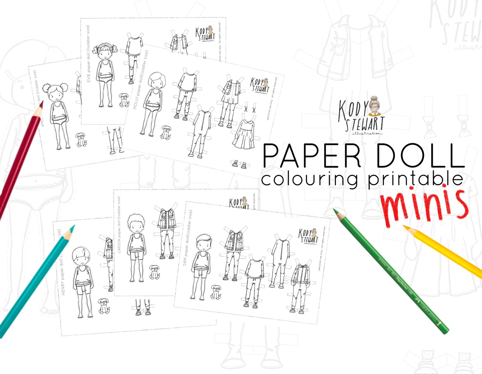 Paper Doll Printable MINI Paper Doll STARTER SET Craft Kit - Etsy Canada
