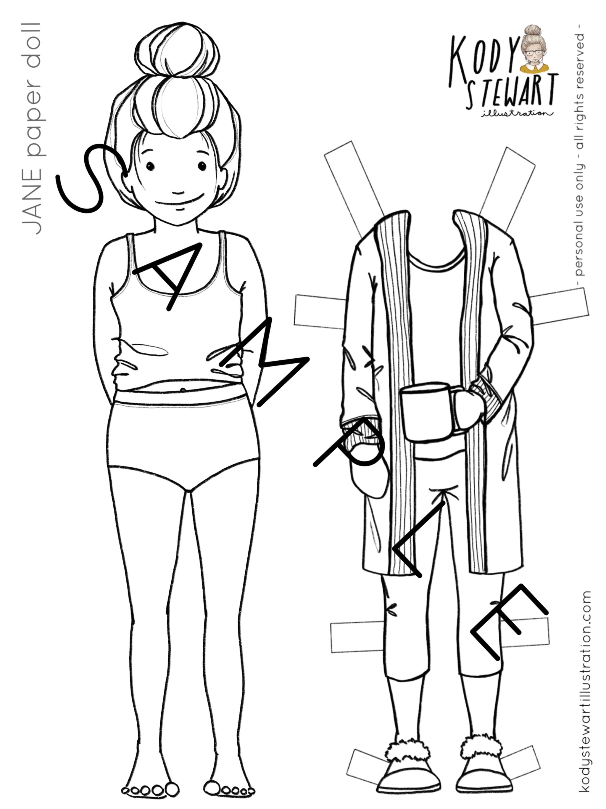 Paper Doll Printable JANE ADULT Craft Kit Birthday Party - Etsy