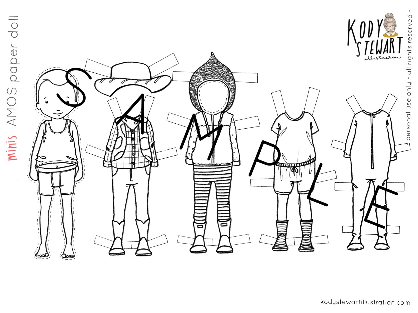 Paper Doll Printable | AMOS Mini Boy | Craft Kit | Birthday Party ...