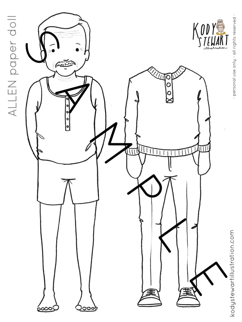 Paper Doll Printable | Grandpa Character | Craft Kit | Birthday Party ...