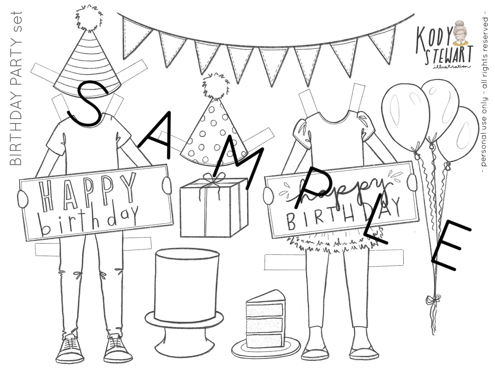 Paper Doll Printable | BIRTHDAY PARTY | Craft Kit | Birthday Party ...