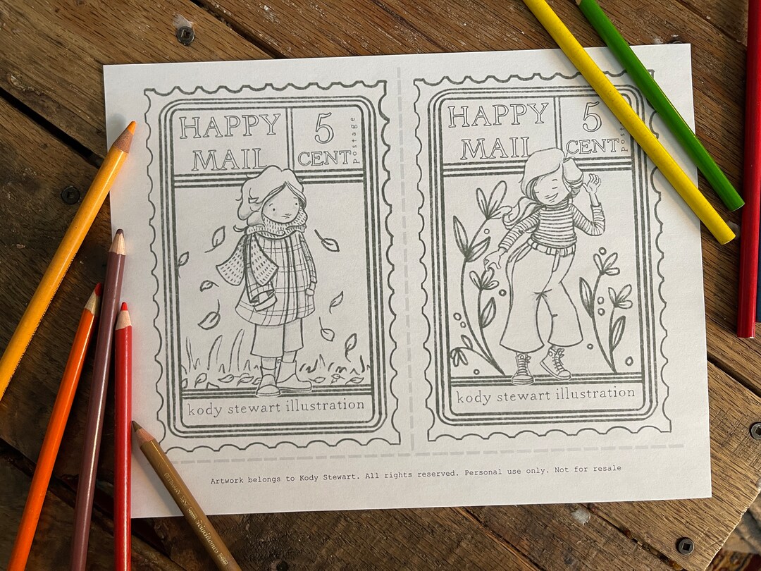 FULL SET Happy Mail Postcard Set of 10 (5 Pages) | Digital Download ...