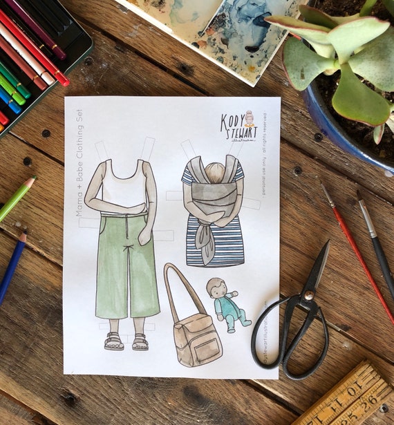 Paper Doll Printable MOM and BABY Clothes Craft Kit | Etsy