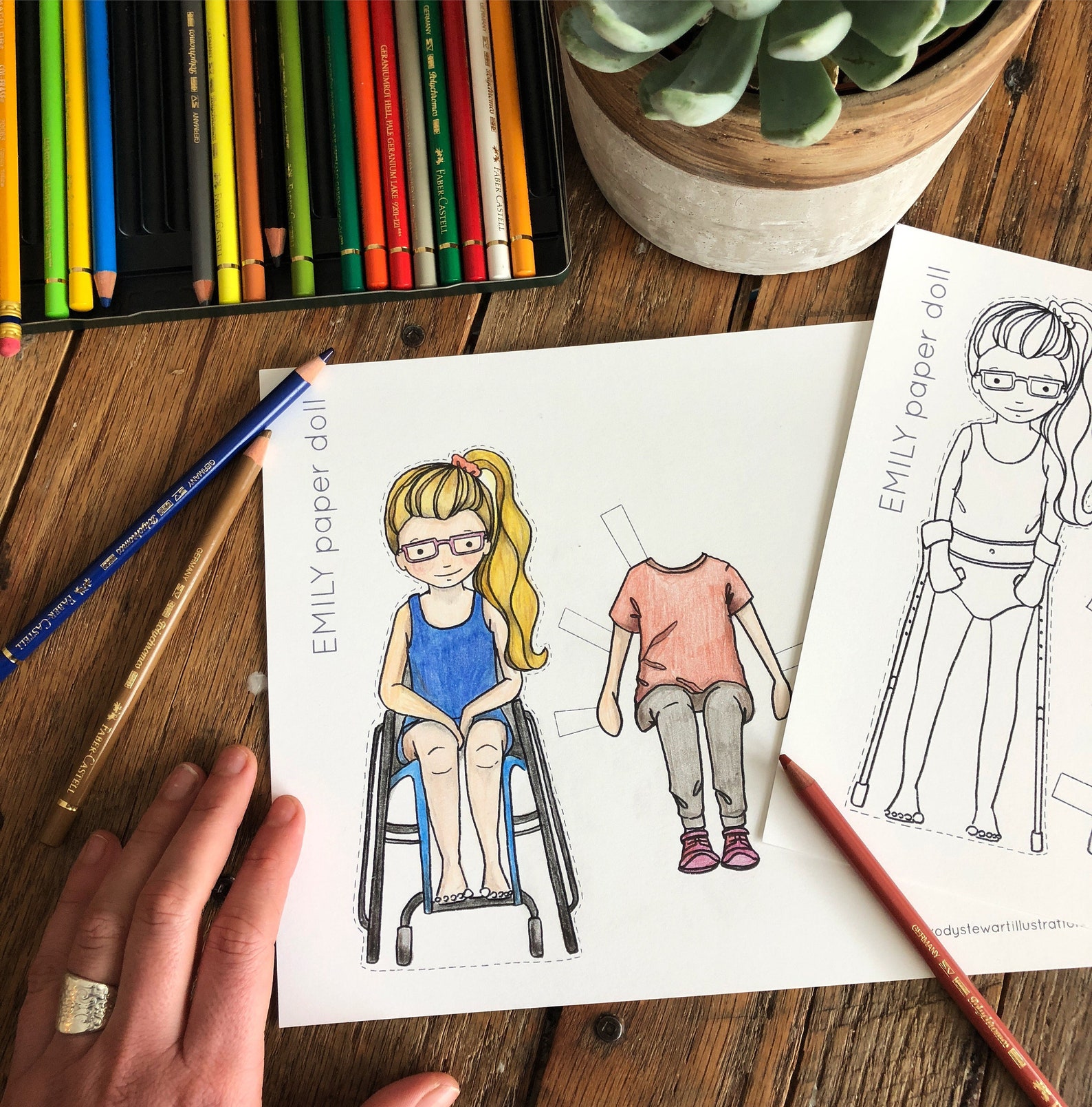 Paper Doll Printable EMILY GIRL Wheelchair Craft Kit - Etsy Australia