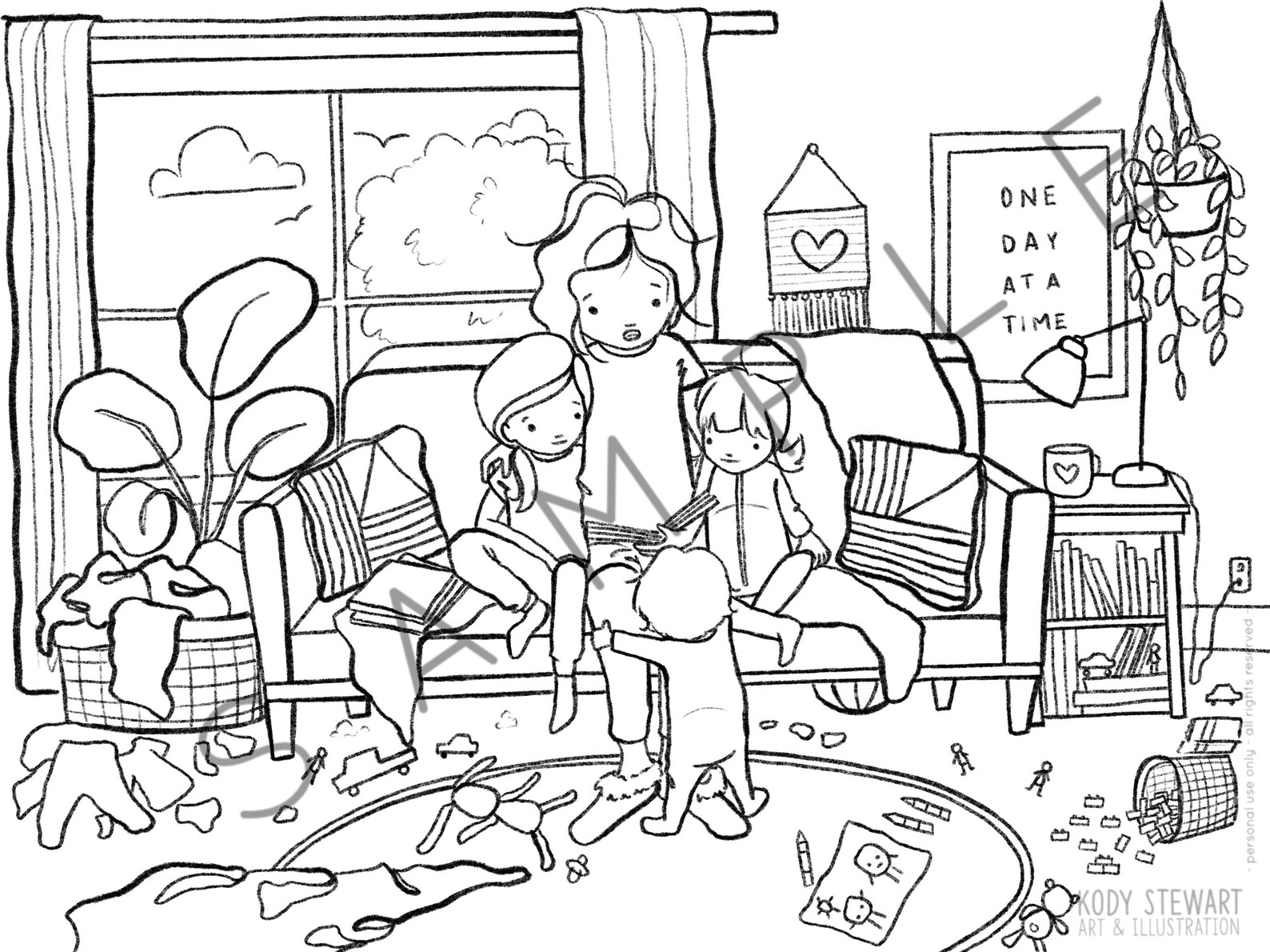 DIGITAL DOWNLOAD | Colouring Sheet |one Day at A Time | 10 Variations ...