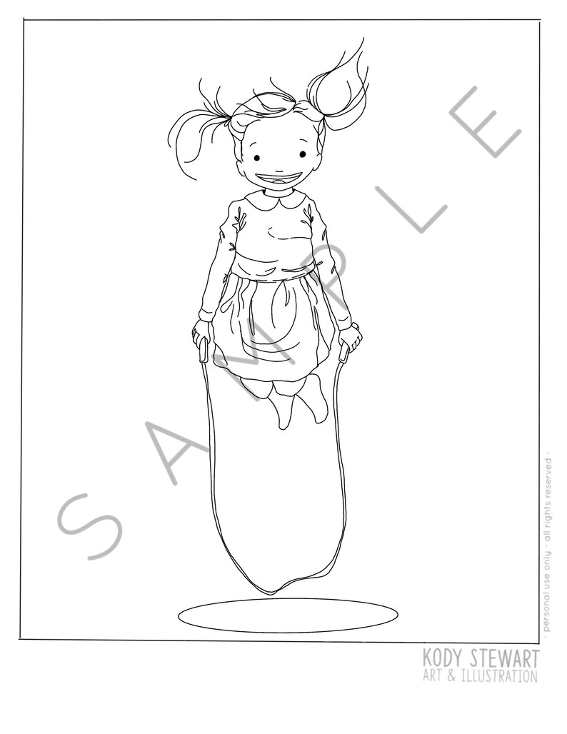 Digital Download HAPPY SKIPPING Coloring Book Colouring | Etsy