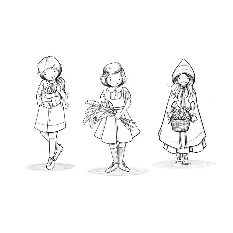 NEW Colouring Sheets 3PDF Pages Trio of Girlies - Etsy