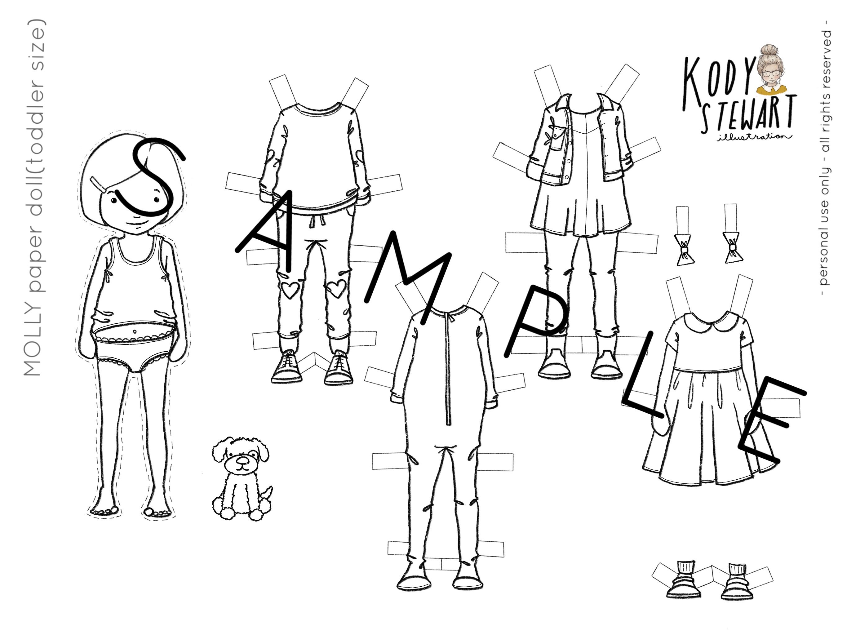 Paper Doll Printable | MOLLY MINI GIRL | Craft Kit | Birthday Party ...