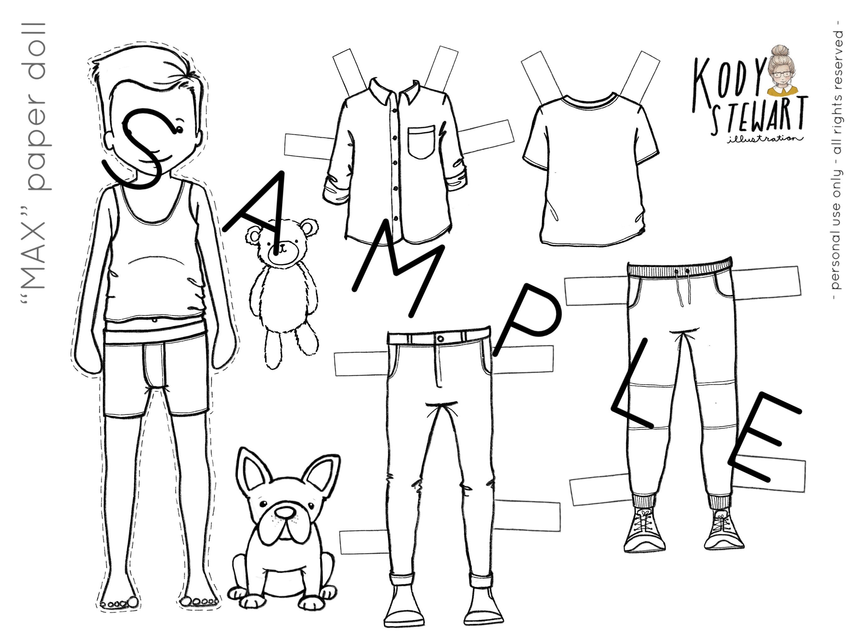 Paper Doll Printable MAX BOY Craft Kit Birthday Party - Etsy Canada