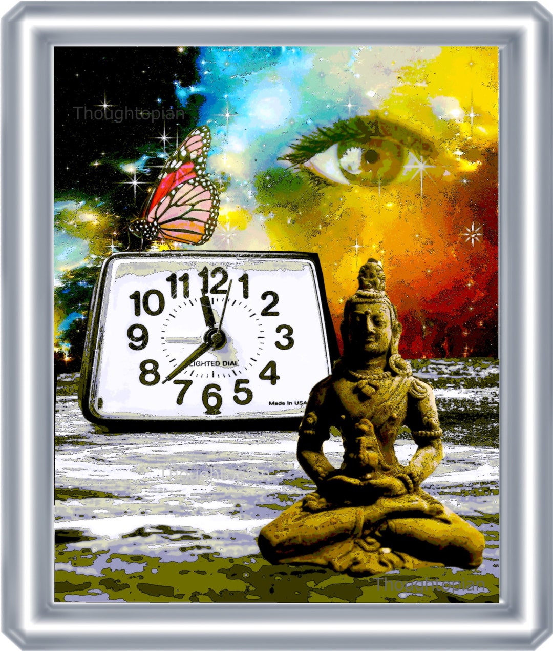 Buddha Visionary Art Print 8 X 10 Surreal Outerspace Collage Clock ...