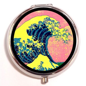 Psychedelic Great Wave Pill Box Pillbox Case Holder Pop Art Colors Pink ...